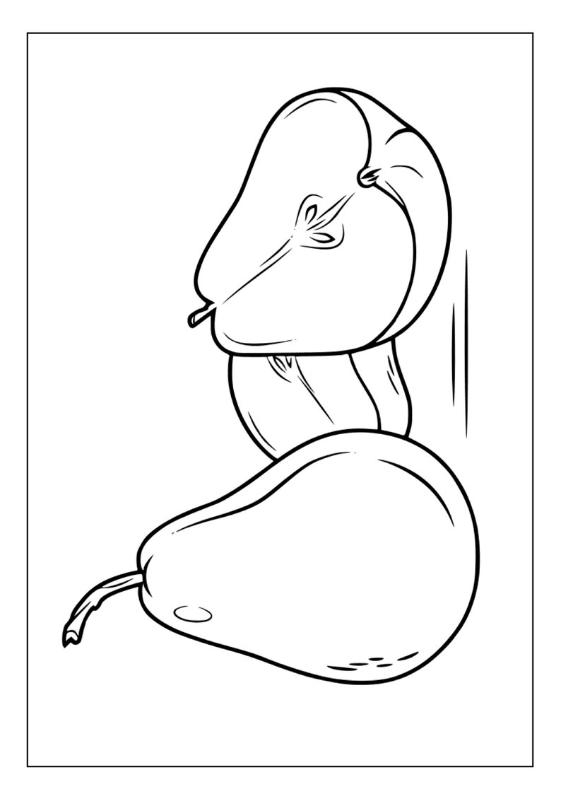 Printable Pear Coloring Pages for Kids & Adults | 35 Pages | Digital ...
