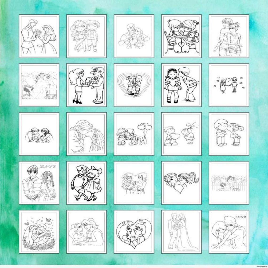 Printable Couples Coloring Pages for Kids & Adults | 90 Pages |instant ...