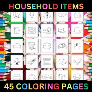 Printable Household Items Coloring Pages for Kids & Adults | 45 Pages ...