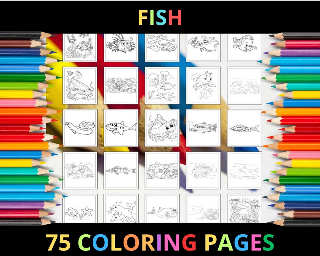 Printable Fish Coloring Pages for Kids and Adults | 75 Pages | Instant ...