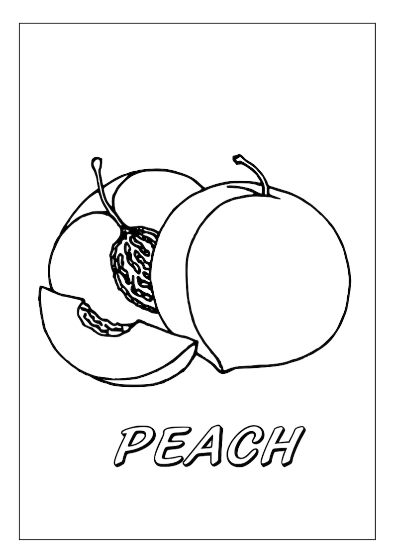 Printable Peach Coloring Pages for Kids & Adults | 25 Pages | Instant ...