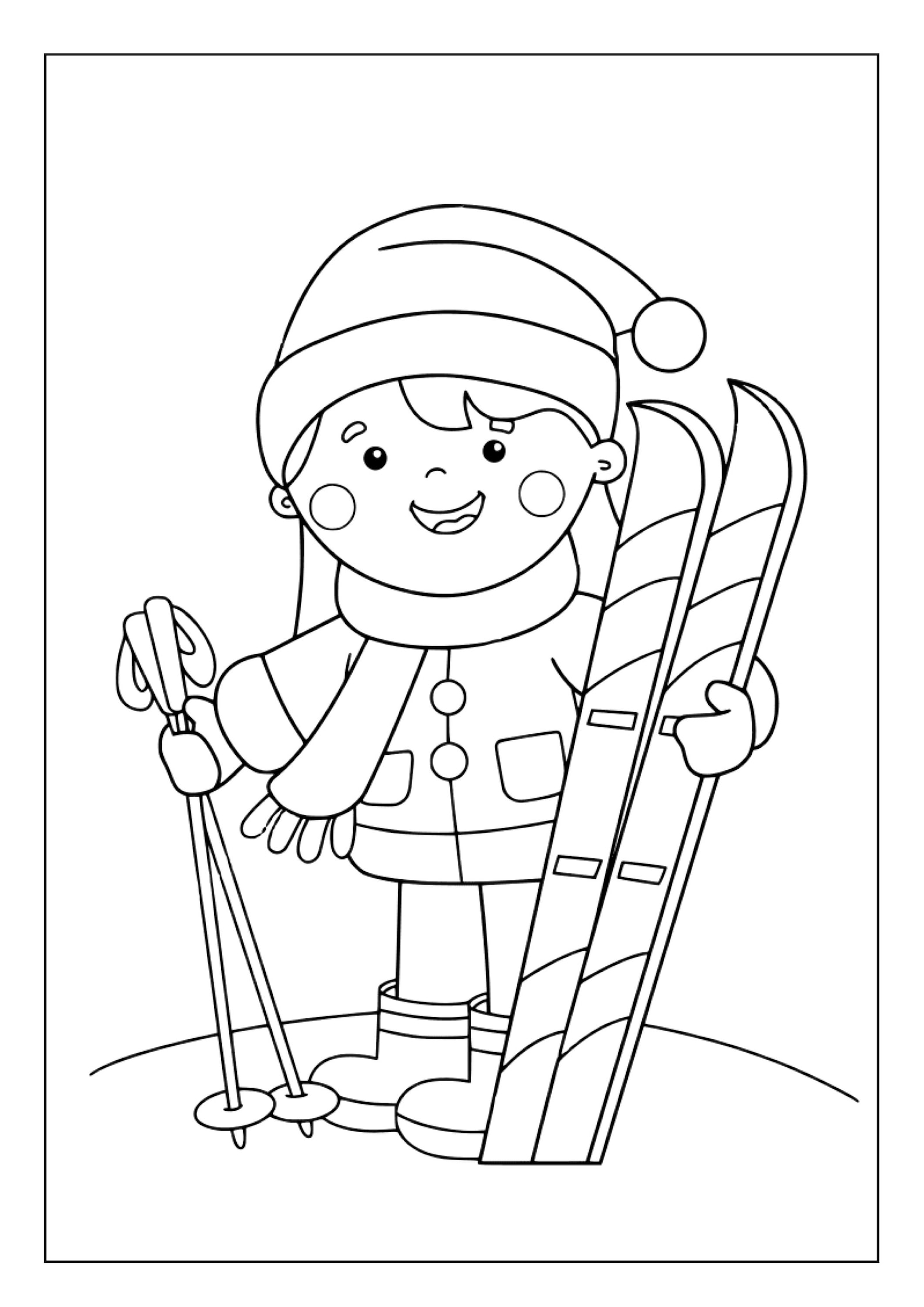 Printable Skiing Coloring Pages for Kids & Adults | 45 Pages | Instant ...