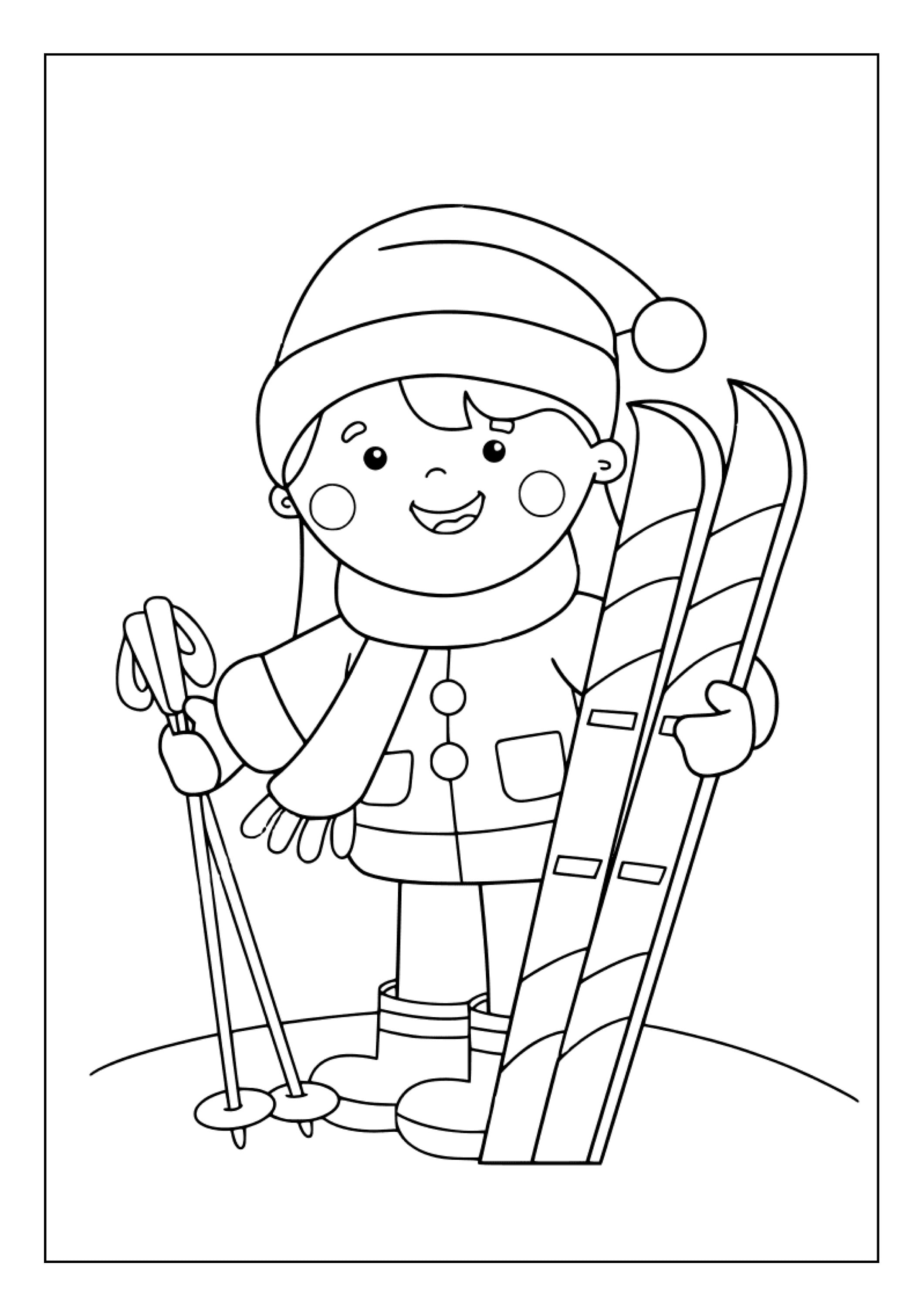 Printable Skiing Coloring Pages for Kids & Adults | 45 Pages | Instant ...