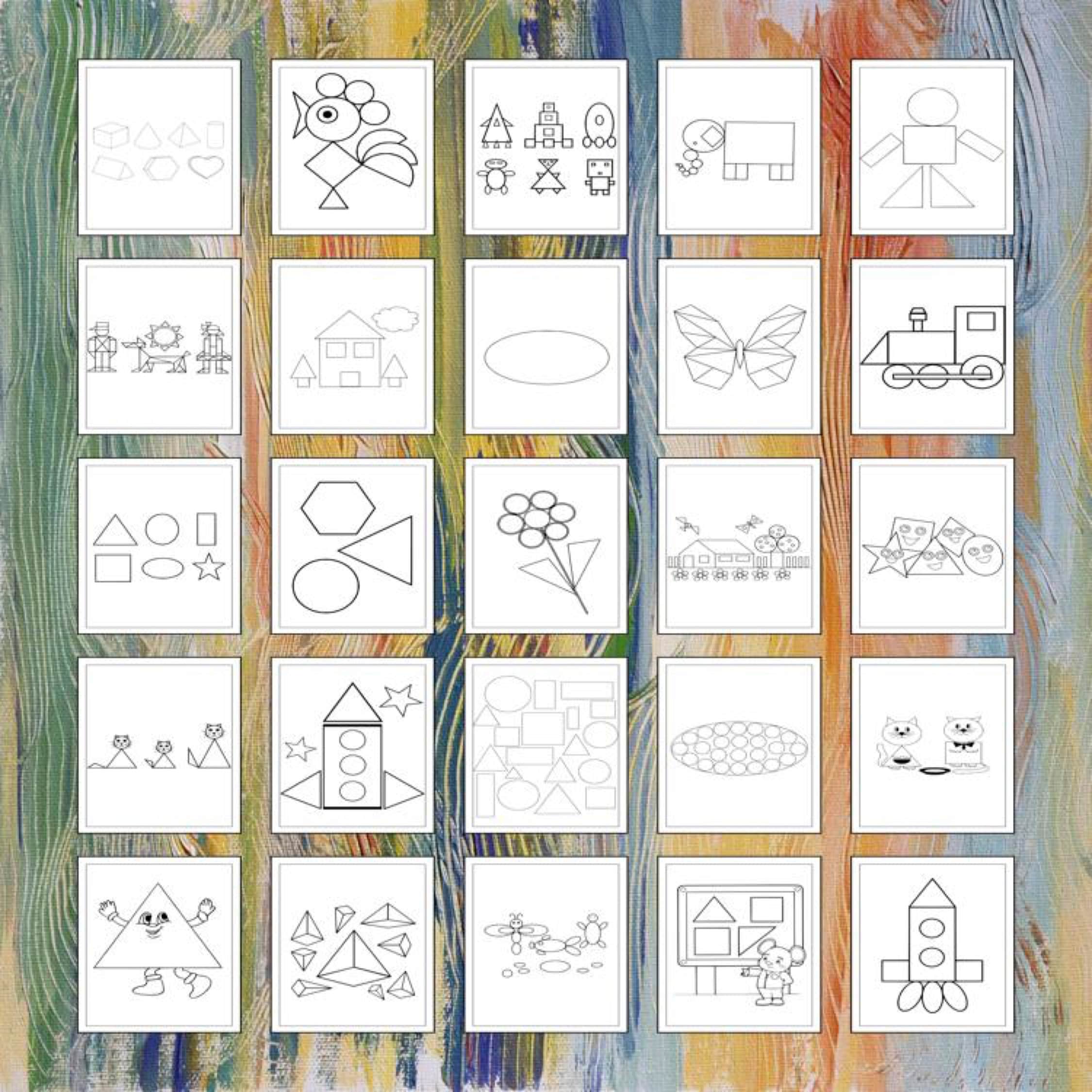 Printable Shapes Coloring Pages for Kids and Adults 75 Pages Instant ...