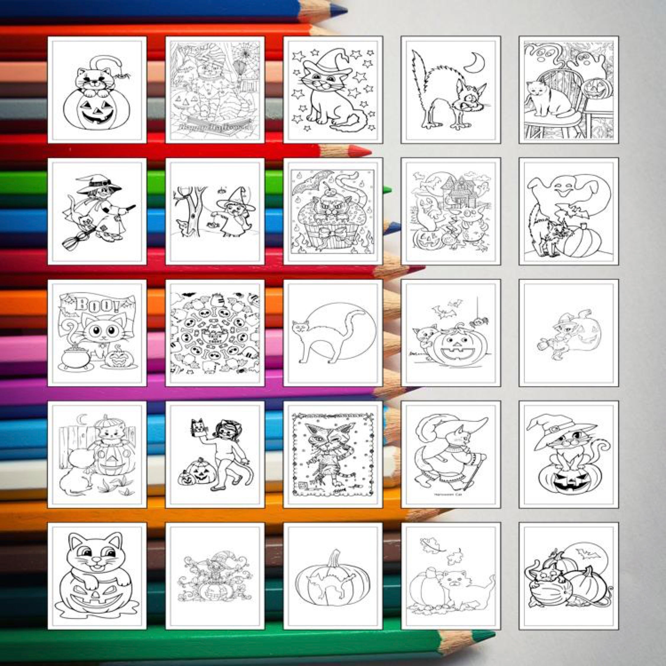 Printable Halloween Cat Coloring Pages for Kids and Adults | 100 Pages ...