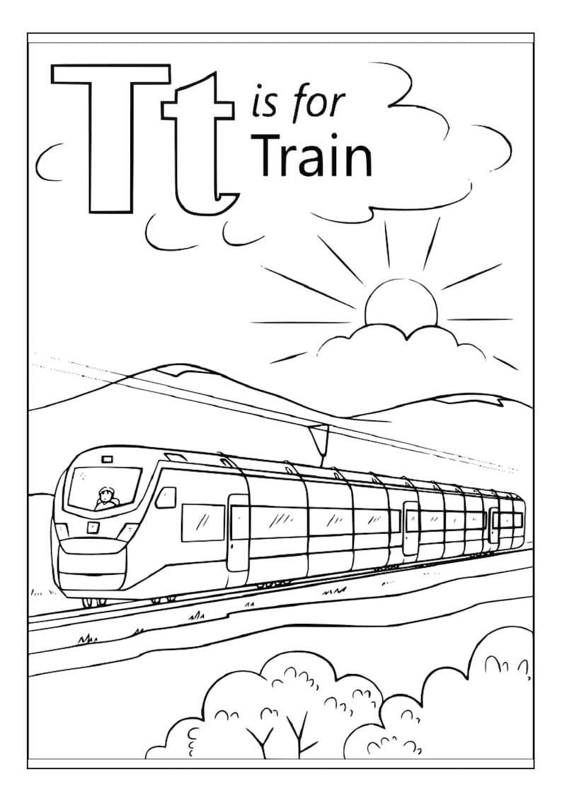Printable Train Coloring Pages for Kids and Adults | 90 Pages | Instant ...