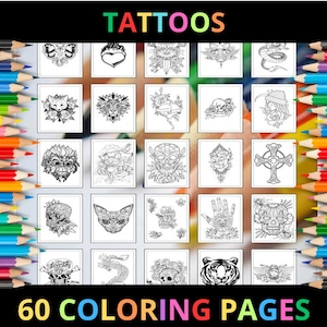Printable Tattoos Coloring Pages for Kids and Adults | 60 Pages ...