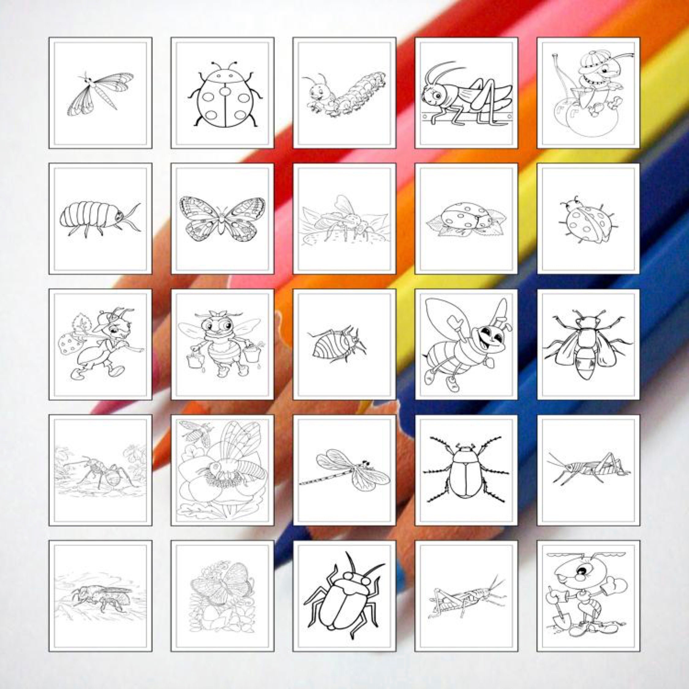 Printable Insects Coloring Pages for Kids and Adults 90 Pages Instant ...