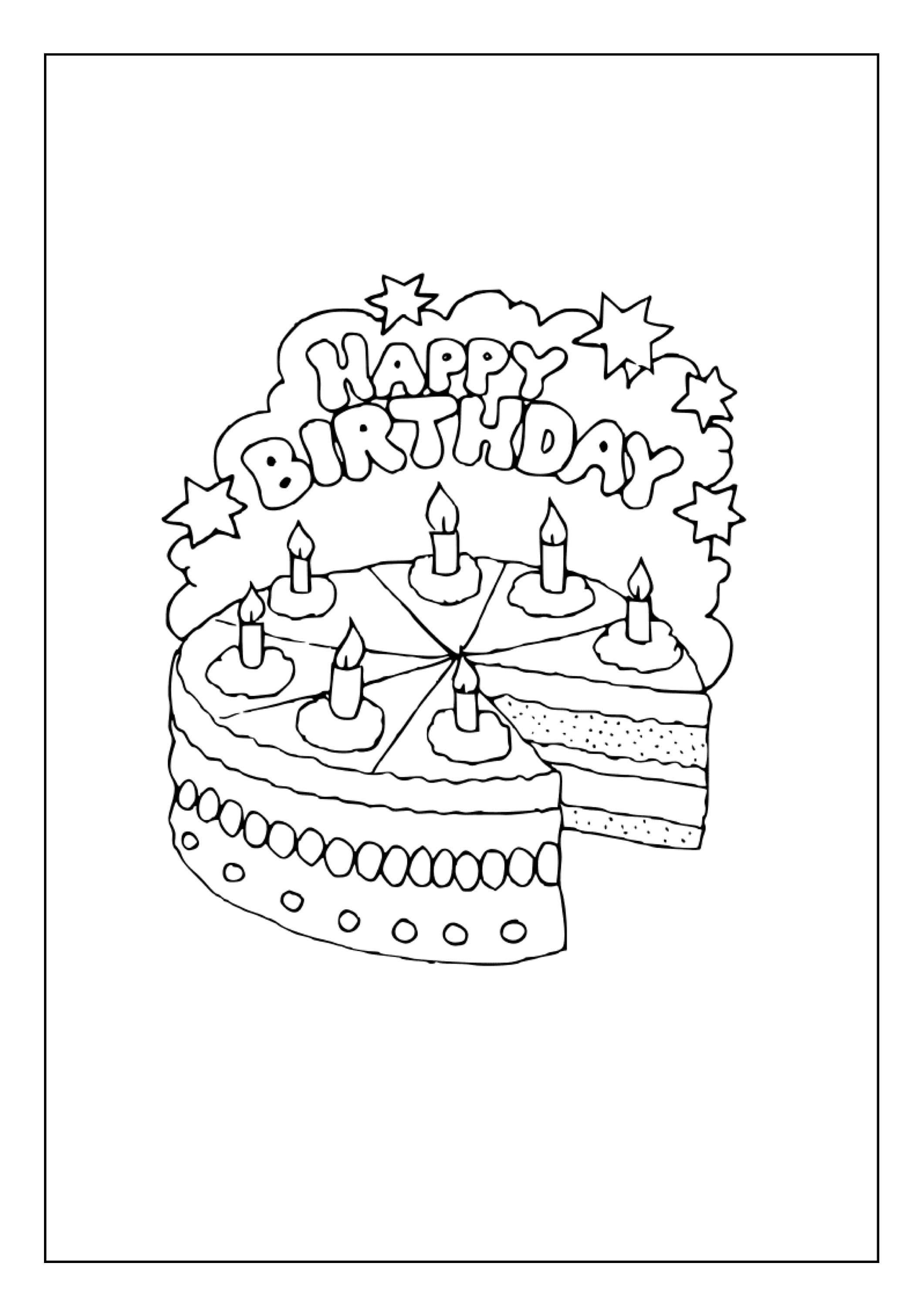 Printable Happy Birthday Card Coloring Pages for Kids and Adults | 55 ...