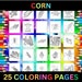 Printable Corn Coloring Pages for Kids & Adults | 25 Pages | Instant ...