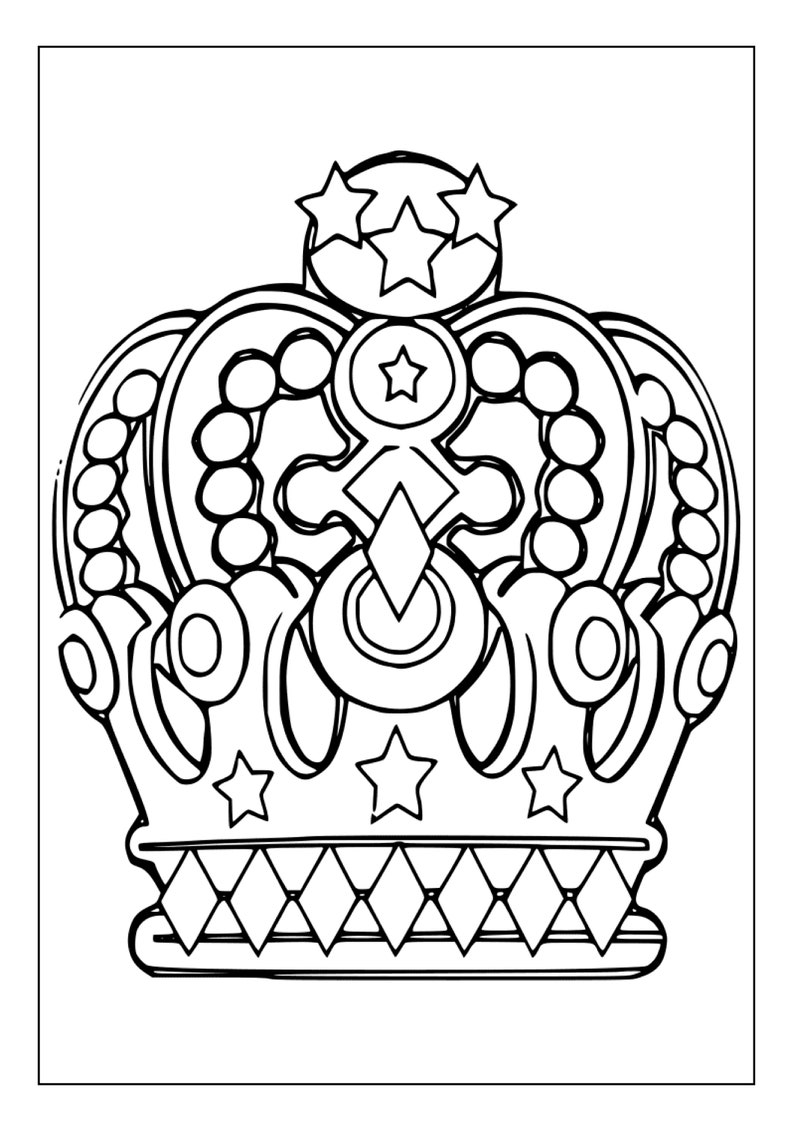 Printable Crown Coloring Pages for Kids & Adults | 60 Pages | Instant ...