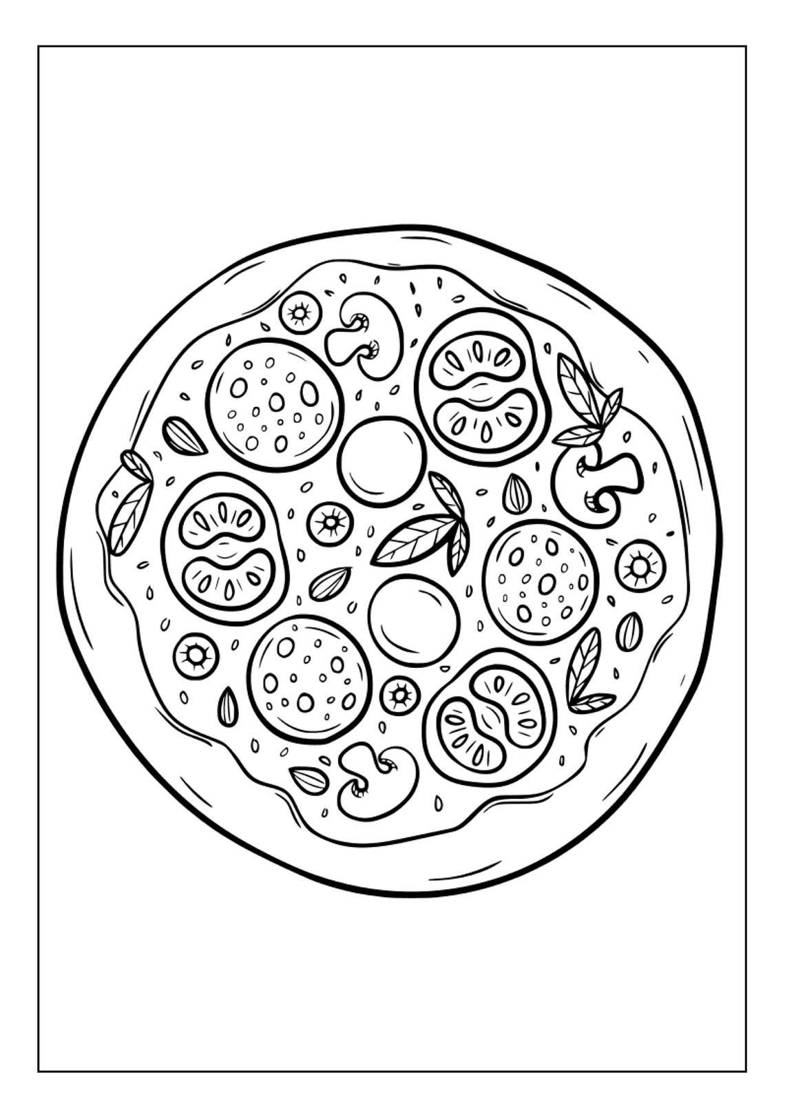Printable Pizza Coloring Pages for Kids and Adults 90 Pages Instant ...