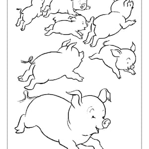Printable Pigs Coloring Pages for Kids & Adults | 50 Pages | Instant ...
