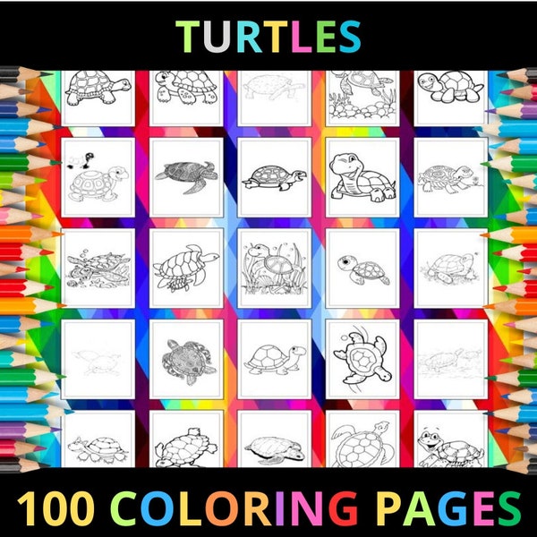 Printable Coloring Sheets Turtles - Etsy