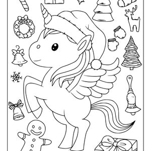 Printable Christmas Unicorn Coloring Pages for Kids and Adults | 25 ...