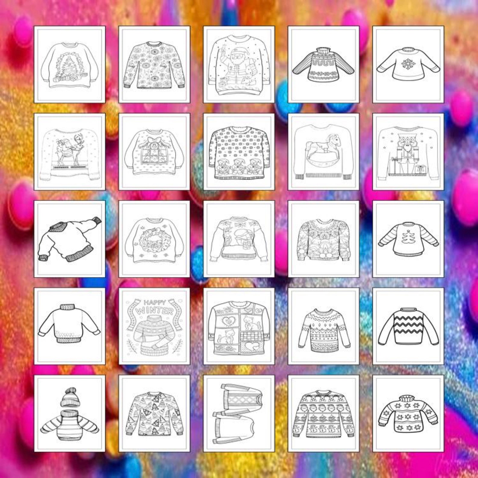 Printable Cozy Sweater Coloring Pages for Kids & Adults | 35 Pages ...