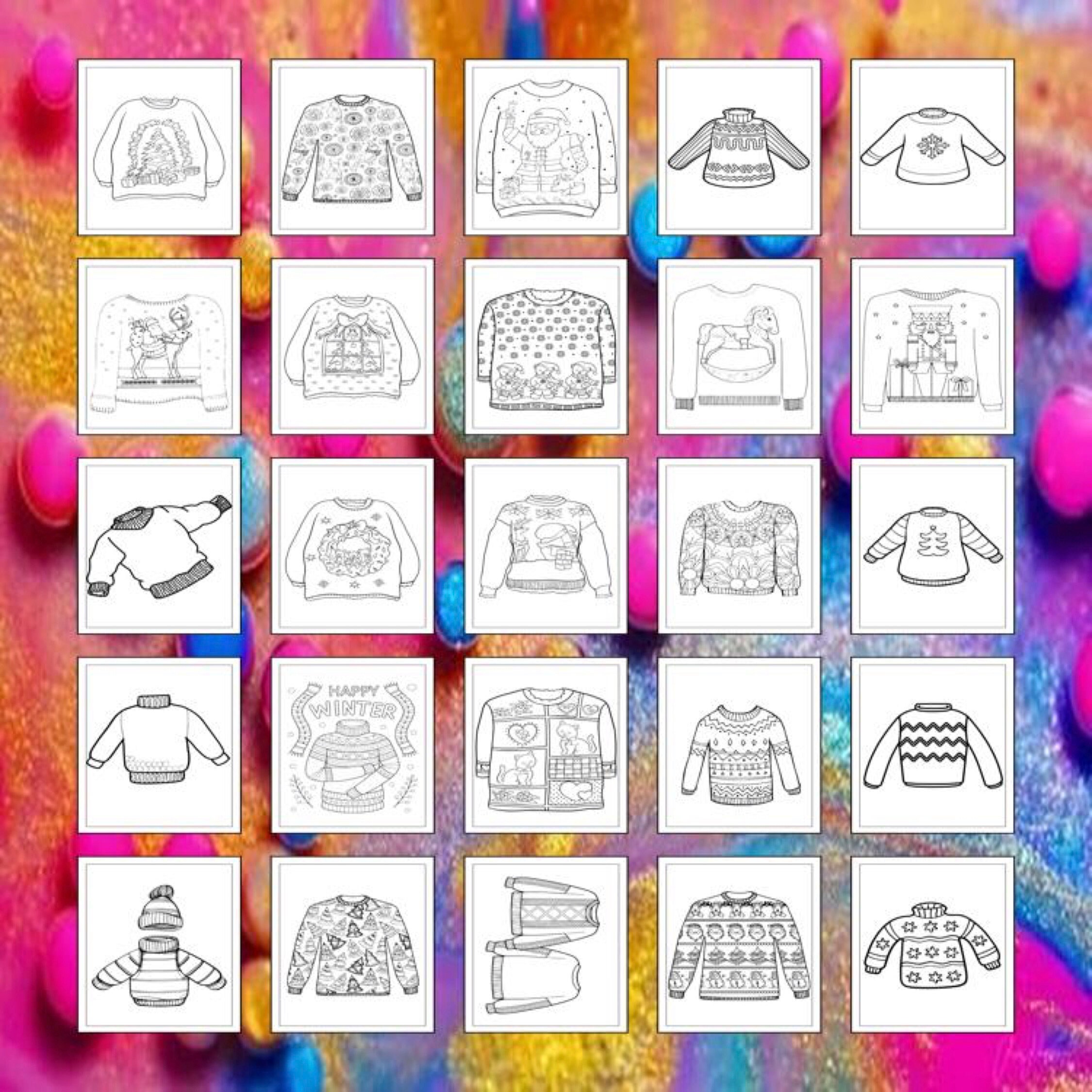 Printable Cozy Sweater Coloring Pages for Kids & Adults | 35 Pages ...