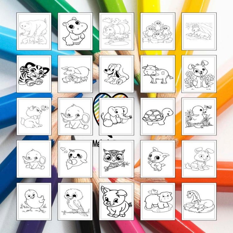 Printable Baby Animal Coloring Pages for Kids and Adults | 90 Pages ...