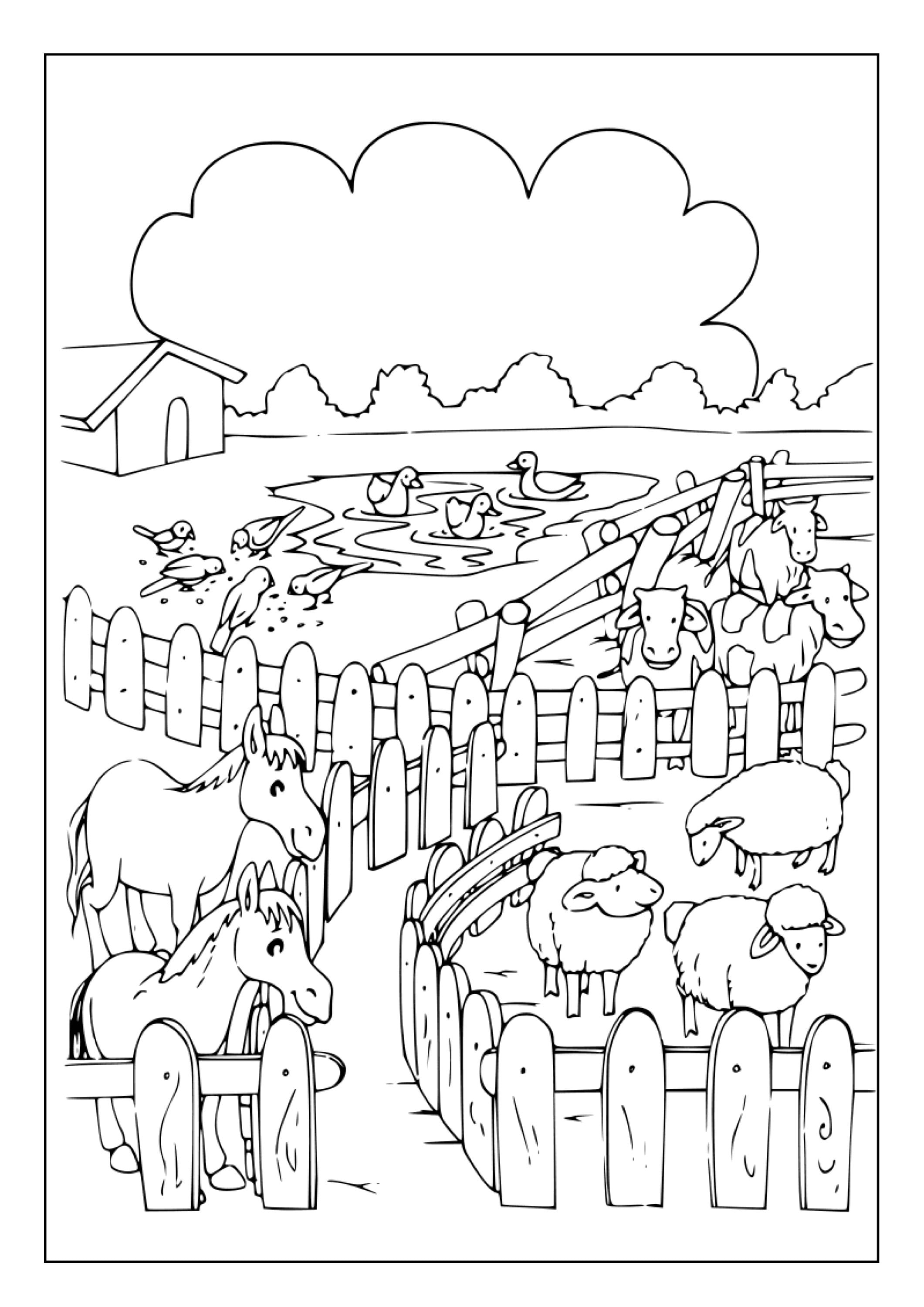 Printable Farm Animals Coloring Pages for Kids & Adults | 90 Pages ...