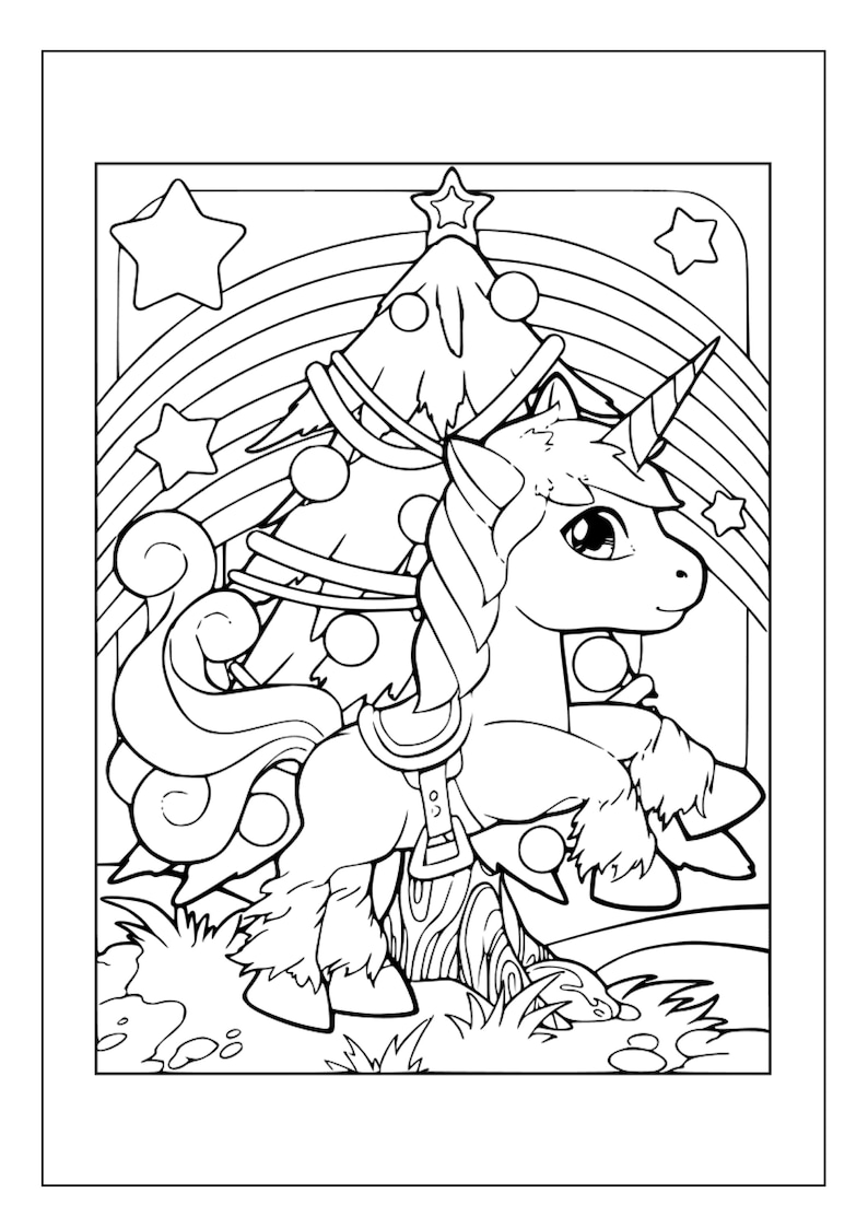 Printable Christmas Unicorn Coloring Pages for Kids and Adults - Etsy