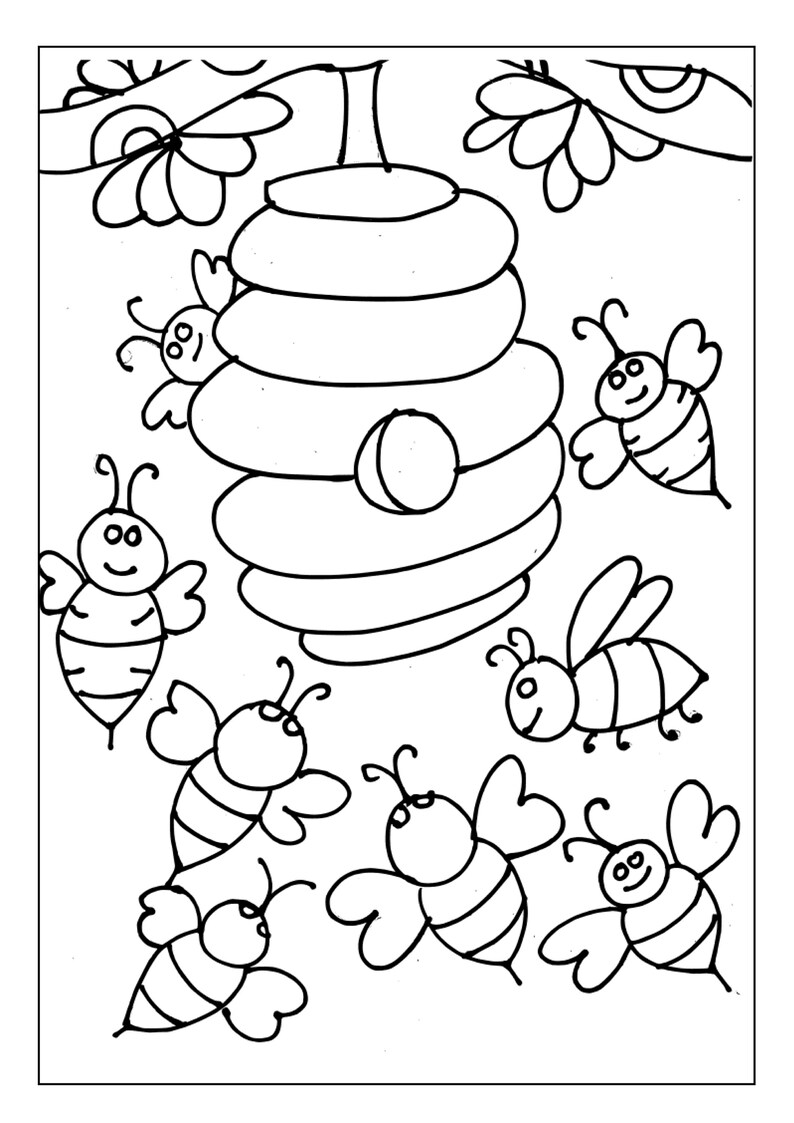 Printable Bee Coloring Pages for Kids and Adults 90 Pages Instant ...