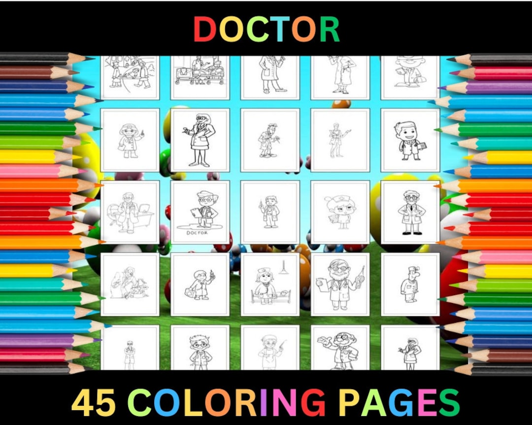 Printable Doctor Coloring Pages for Kids & Adults | 45 Pages | Digital ...