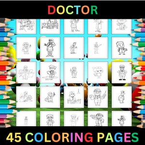 Printable Doctor Coloring Pages for Kids & Adults | 45 Pages | Digital ...