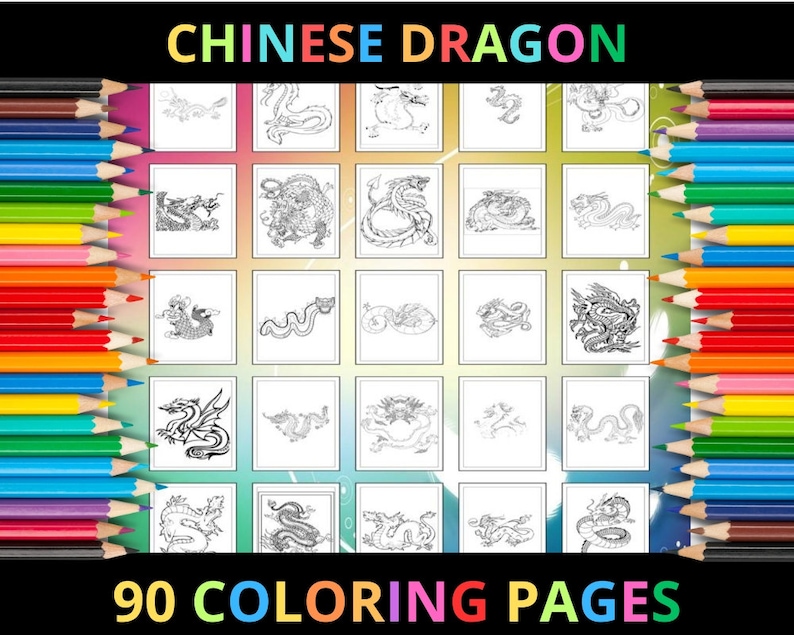 Printable Chinese Dragon Coloring Pages for Kids and Adults | 90 Pages ...