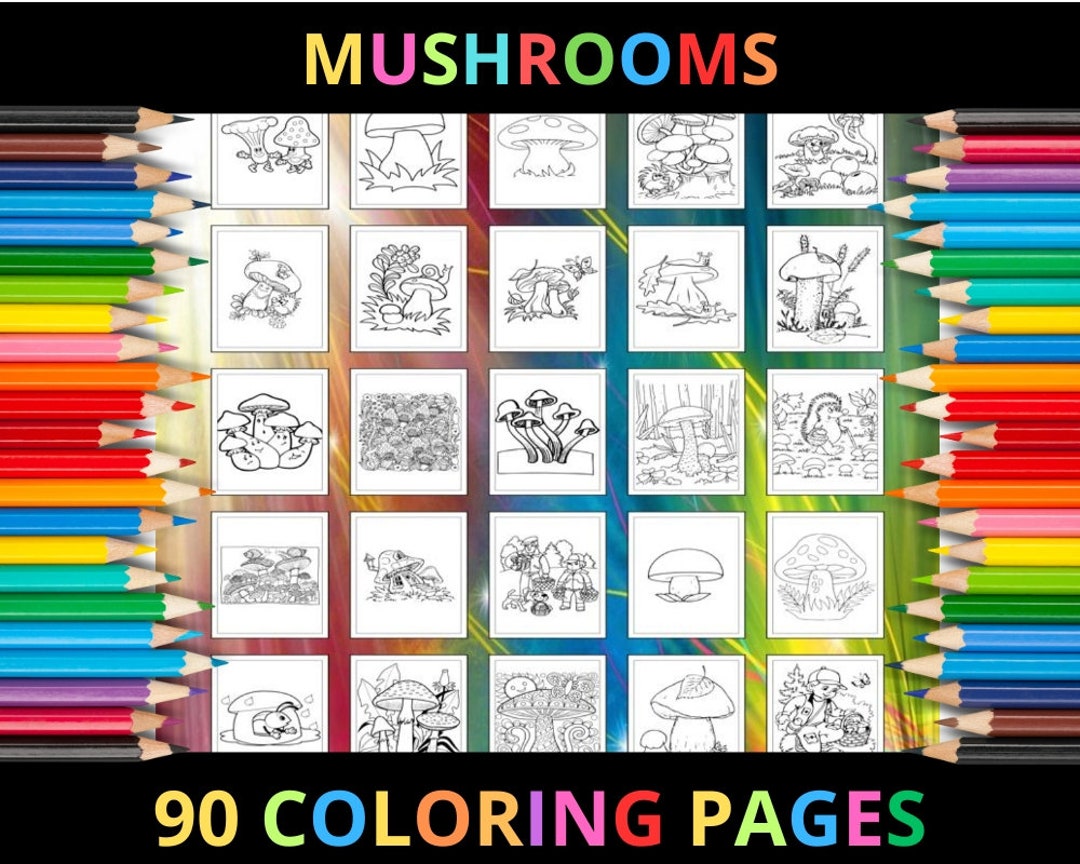 Printable Mushrooms Coloring Pages for Kids and Adults | 90 Pages ...