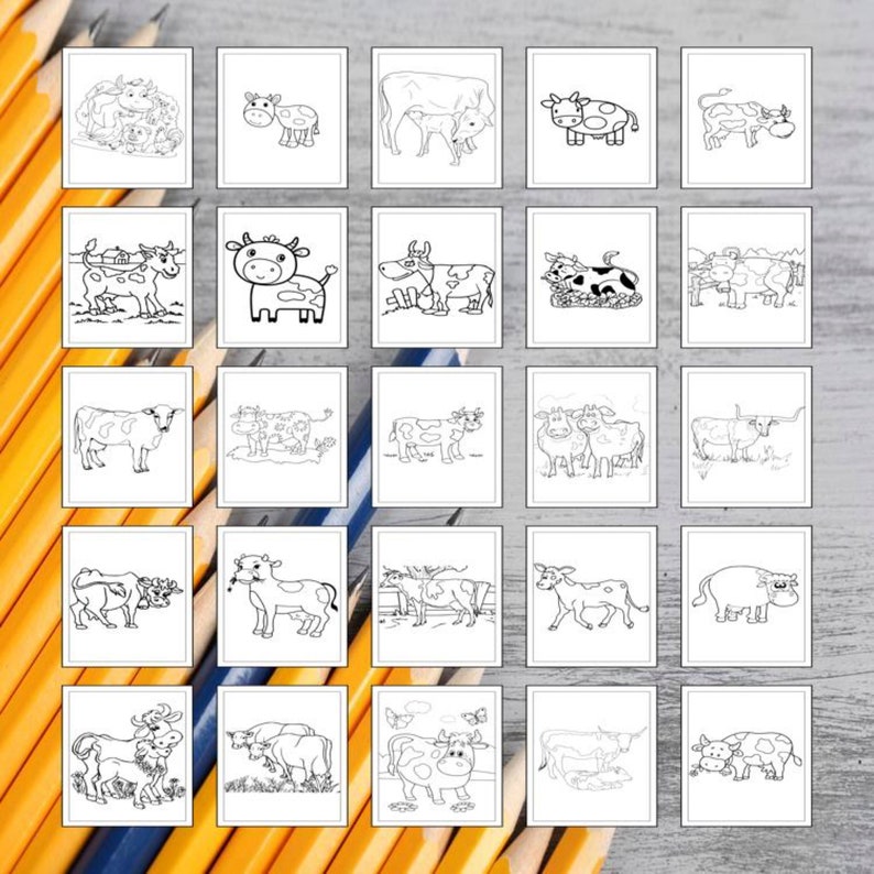 Printable Cow Coloring Pages for Kids and Adults | 90 Pages | Instant ...
