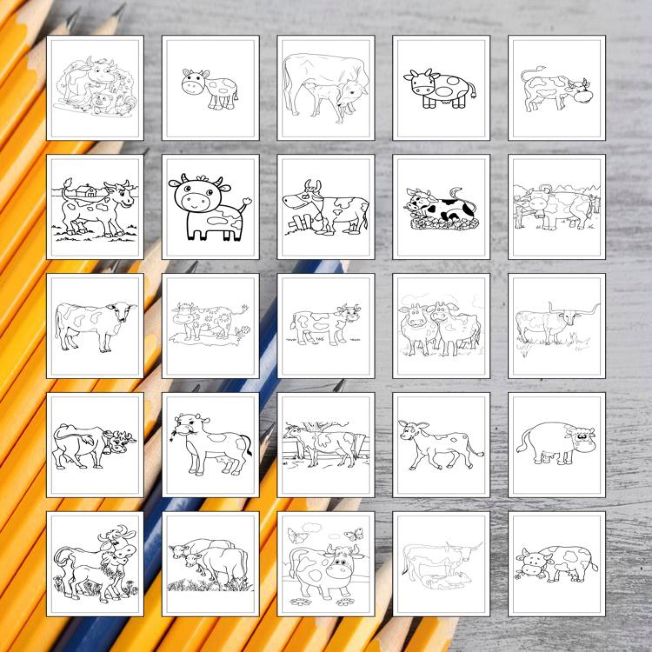 Printable Cow Coloring Pages for Kids and Adults | 90 Pages | Instant ...