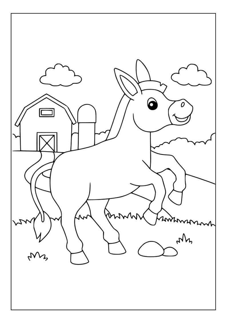 Printable Donkey Coloring Pages for Kids & Adults | 30 Pages | Instant ...