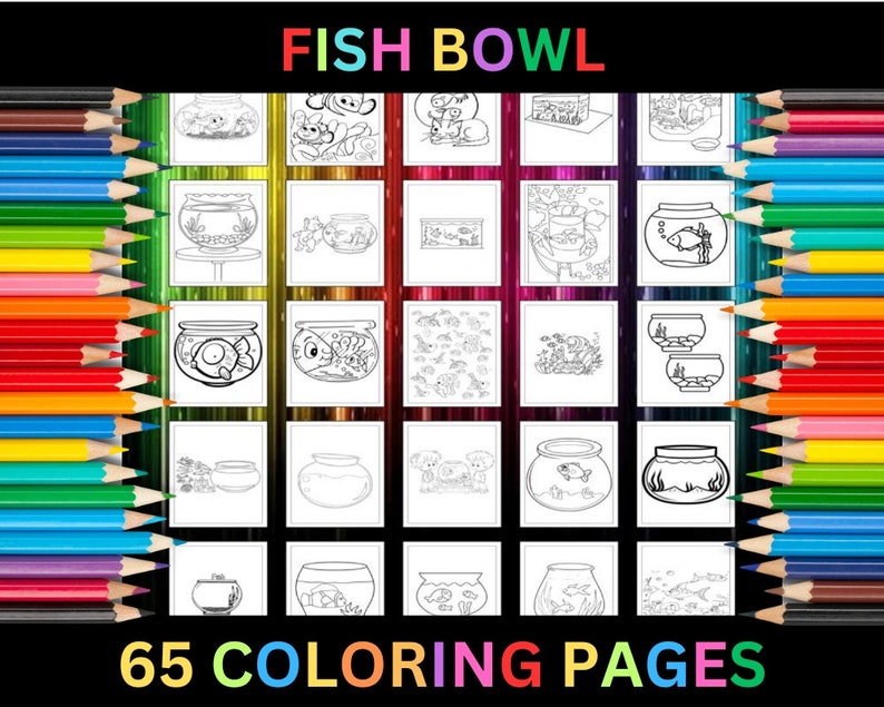 Printable Fish Bowl Coloring Pages for Kids & Adults 65 Pages - Etsy