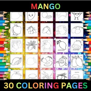 Printable Mango Coloring Pages for Kids & Adults | 30 Pages | Instant ...