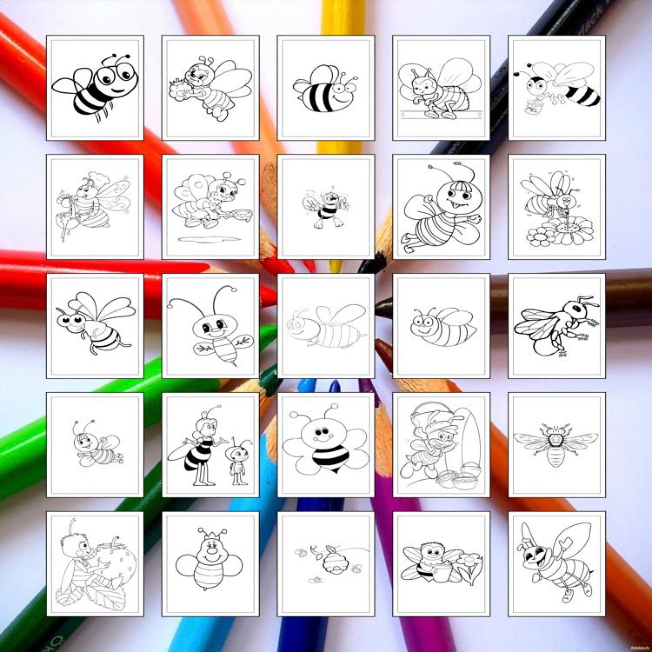 Printable Bee Coloring Pages for Kids and Adults | 90 Pages | Instant ...
