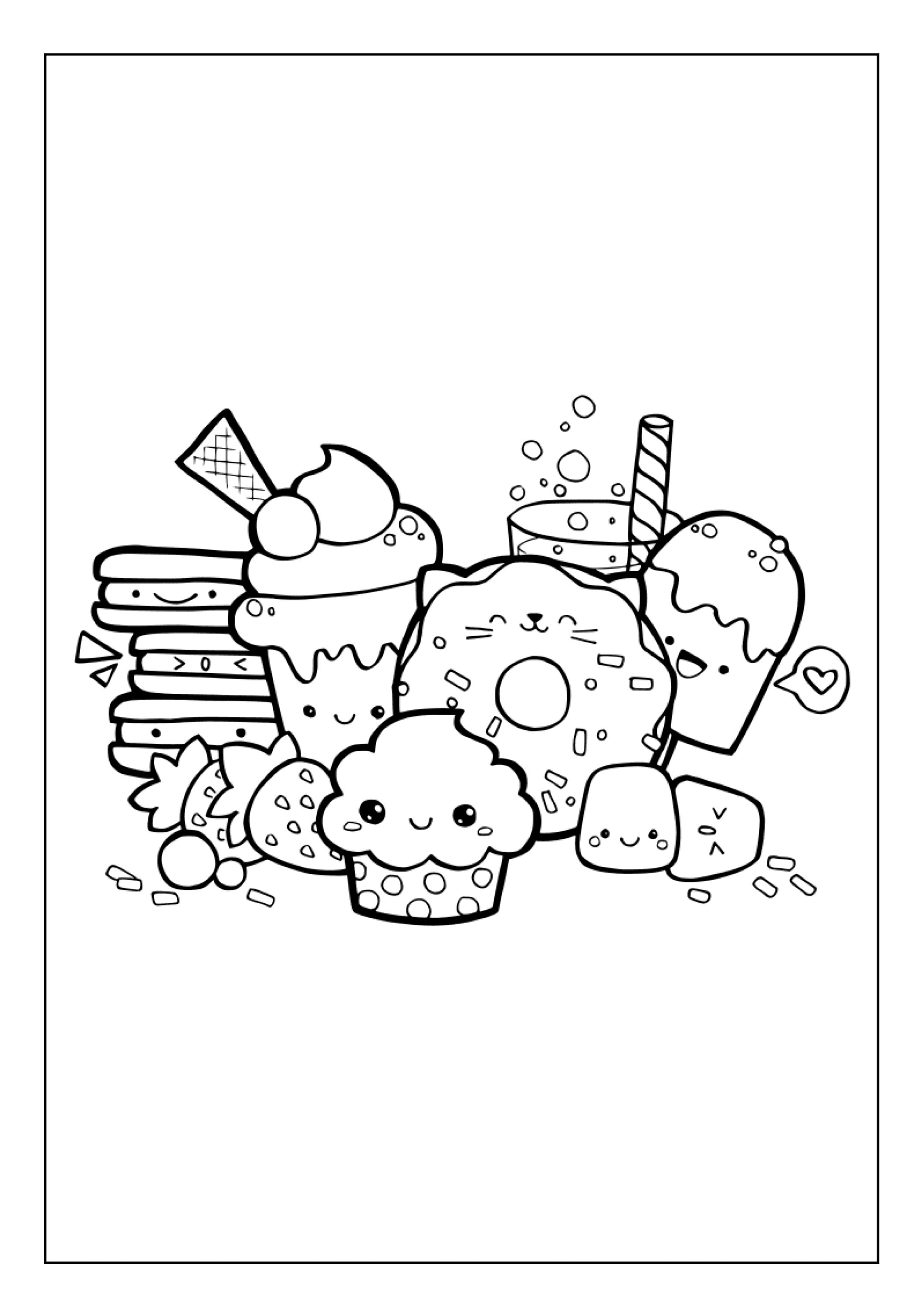 Printable Kawaii Food Coloring Pages for Kids and Adults | 95 Pages ...