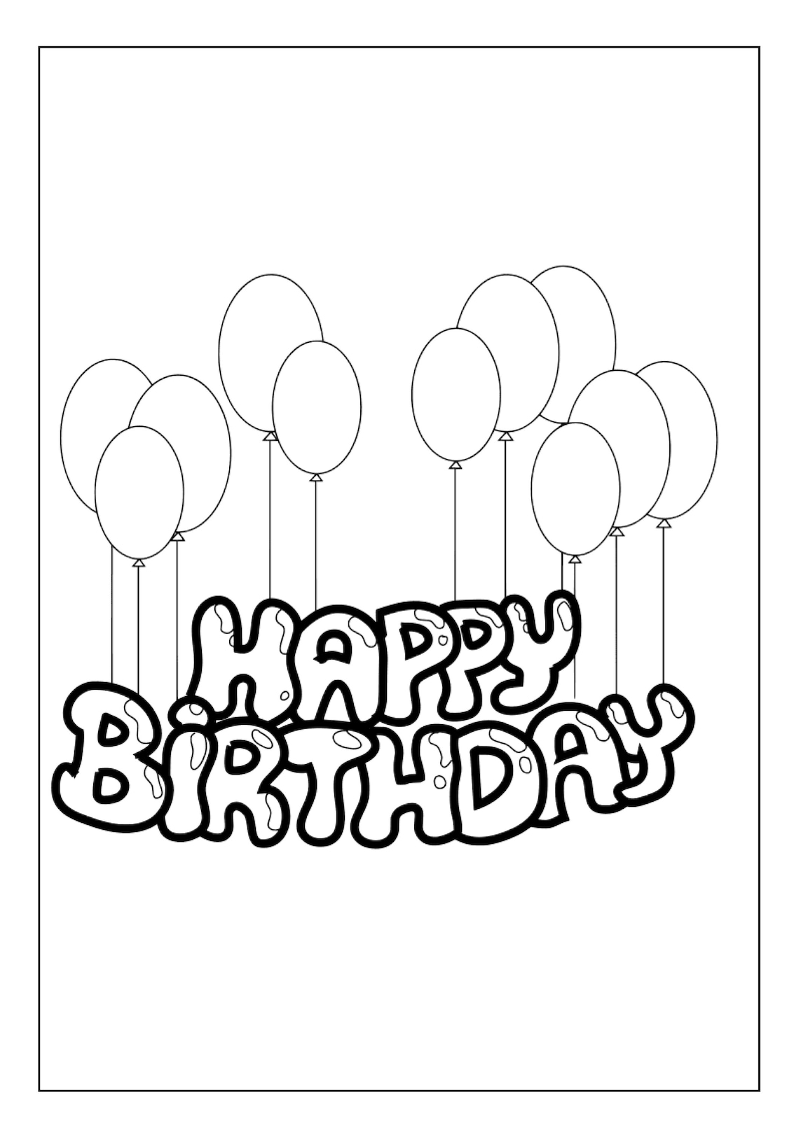 Printable Happy Birthday Card Coloring Pages for Kids and Adults 55 ...