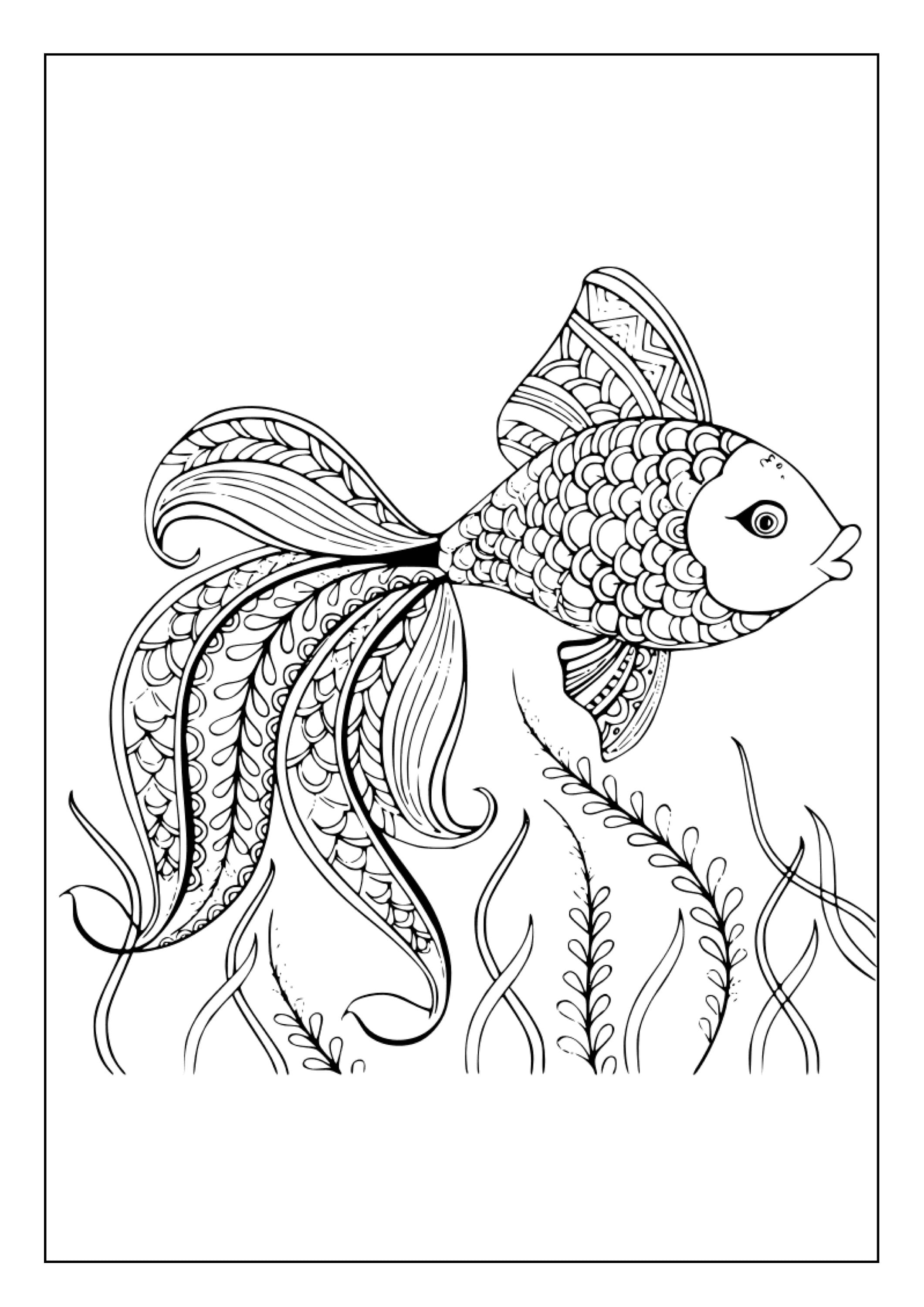 Printable Zentangle Fish Coloring Pages for Kids & Adults | 25 Pages ...