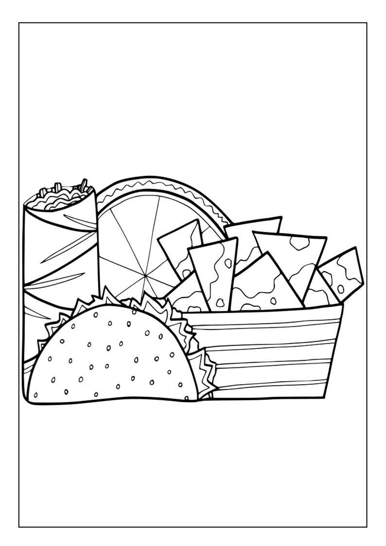 Printable Taco Coloring Pages for Kids and Adults | 25 Pages | Instant ...