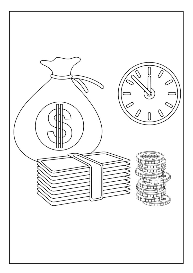 Printable Money Coloring Pages for Kids and Adults | 90 Pages | Instant ...