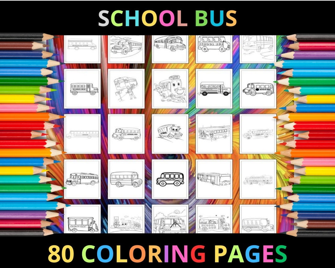 Printable School Bus Coloring Pages for Kids and Adults | 80 Pages ...