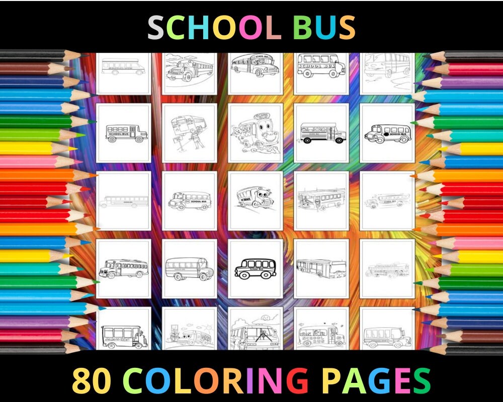 Printable School Bus Coloring Pages for Kids and Adults | 80 Pages ...