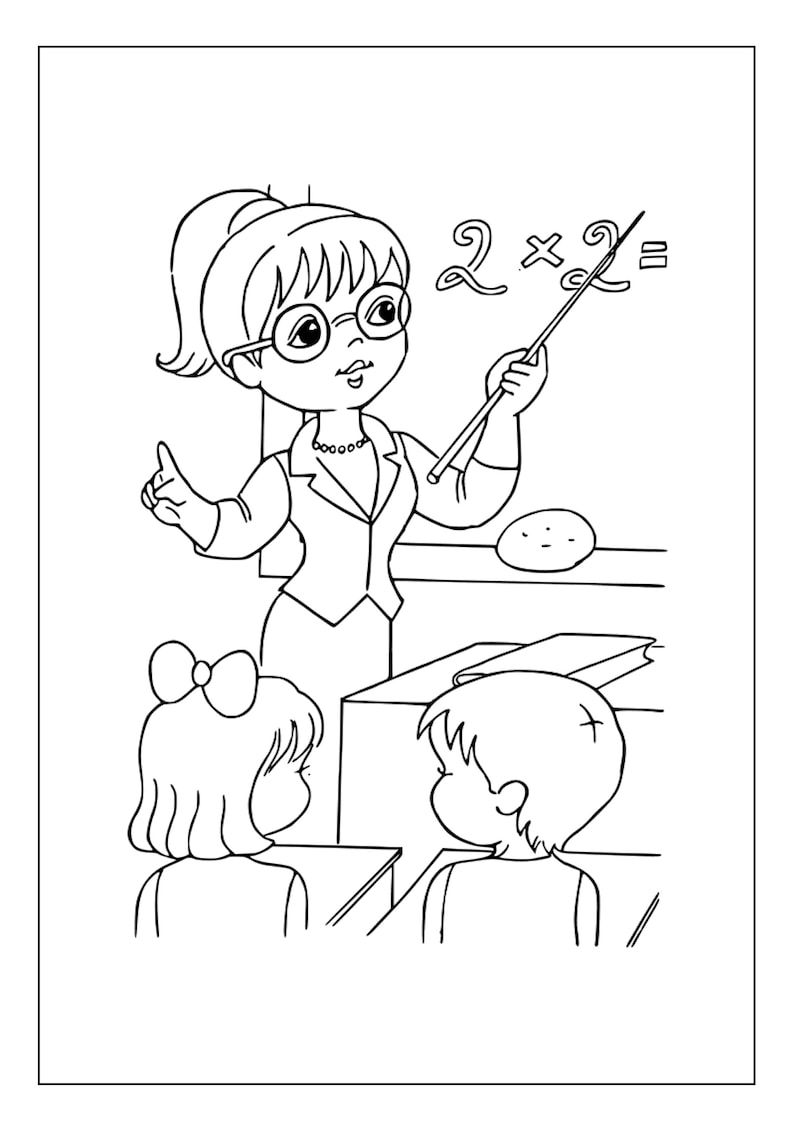 Printable School Coloring Pages for Kids & Adults | 45 Pages | Instant ...