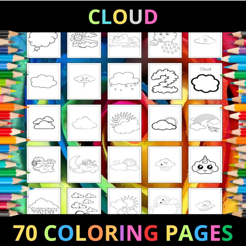 Clouds Coloring Pages - Etsy UK