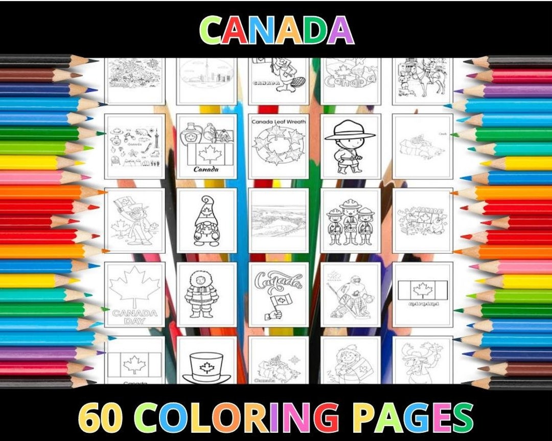 Printable Canada Coloring Pages for Kids & Adults | 60 Pages | Instant ...