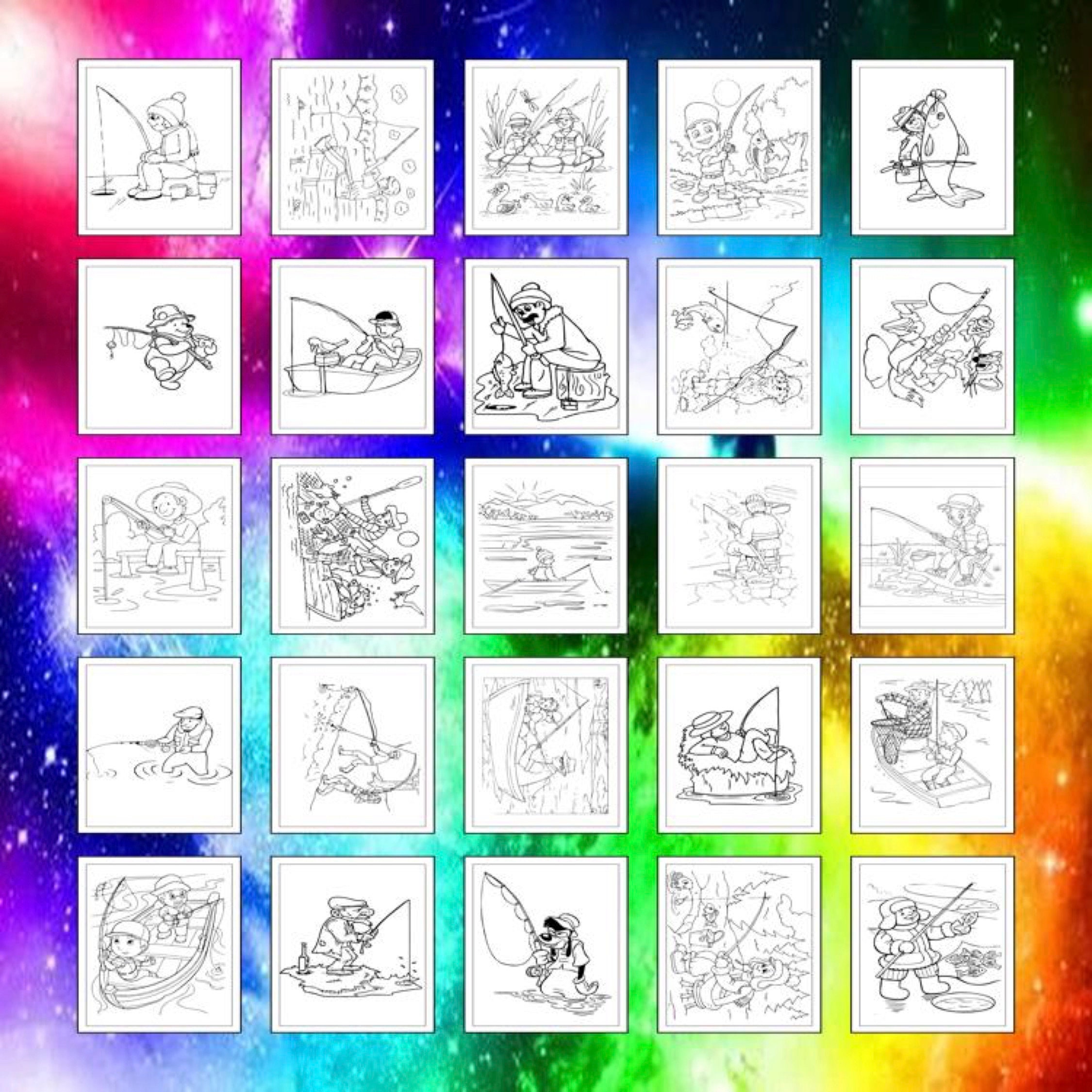 Printable Fishing Coloring Pages for Kids & Adults | 30 Pages | Instant ...