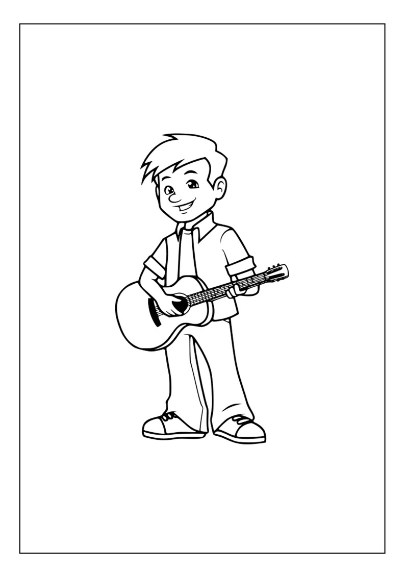 Printable Guitar Player Coloring Pages for Kids & Adults 25 Pages ...