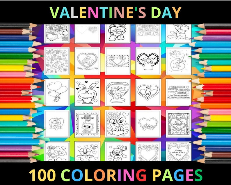 Printable Valentine's Day Coloring Pages for Kids & Adults | 100 Pages ...