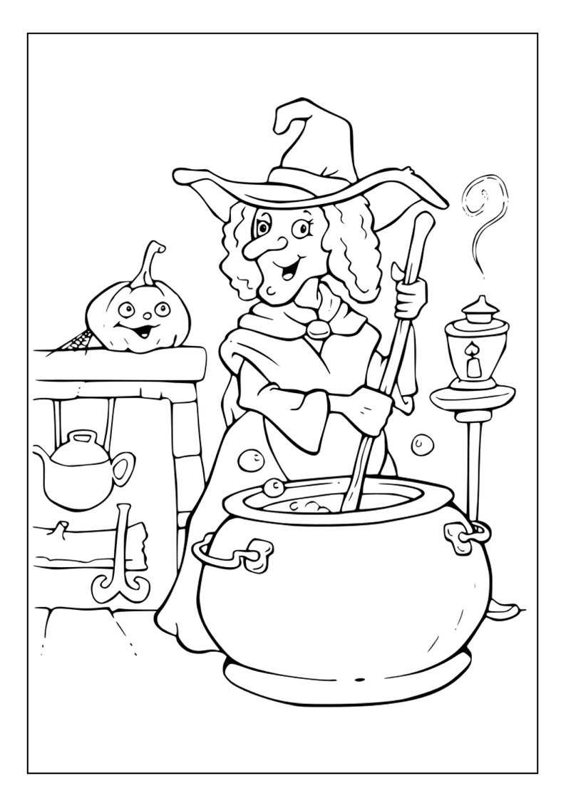 Printable Halloween Kawaii Coloring Pages for Kids & Adults, 80 Pages ...