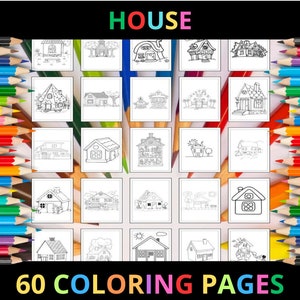 Printable House Coloring Pages for Kids and Adults | 60 Pages | Instant ...